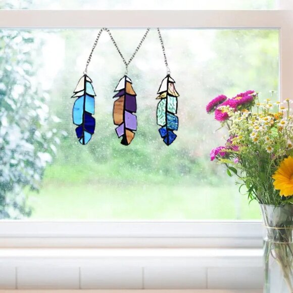 Art | Three Feather Stained Glass | Poshmark